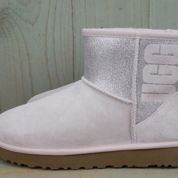 UGG | Shoes | Ugg Classic Mini Sparkle Pink Logo Mini Boots Nib | Poshmark